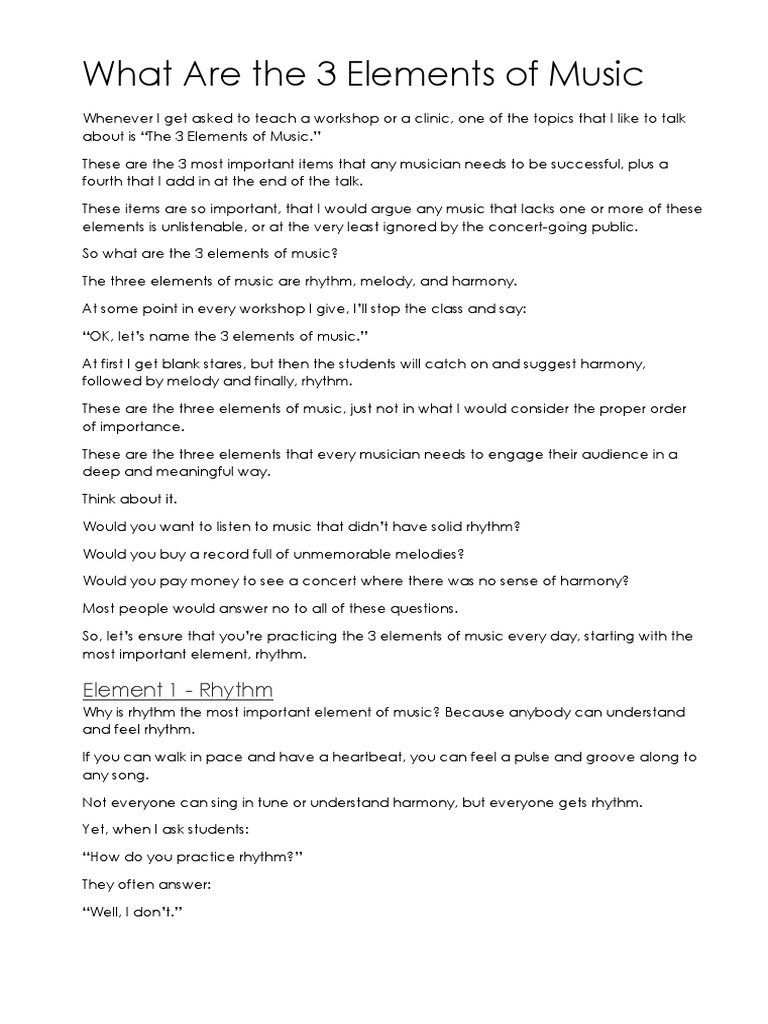 3 Elements of Music | PDF | Tempo | Rhythm