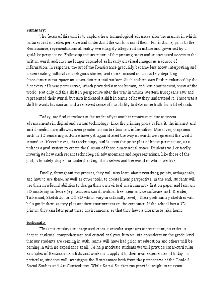 Renaissance Perspectives | PDF | Educational Assessment | Perspective ...