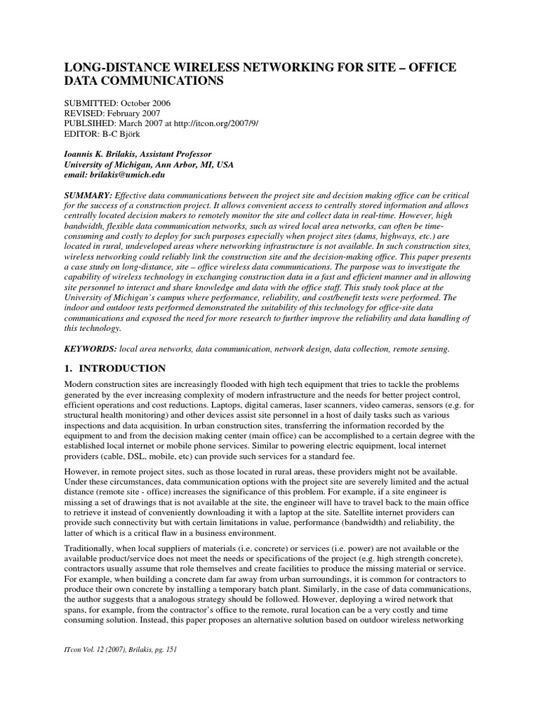 Long-Distance Wireless Networking For Site - Office Data Communications ...