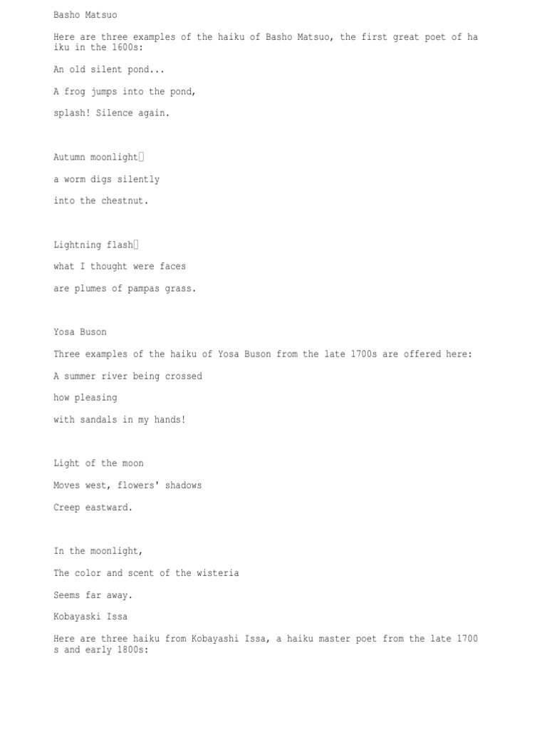 Haiku Examples | PDF | Haiku | Limerick (Poetry)