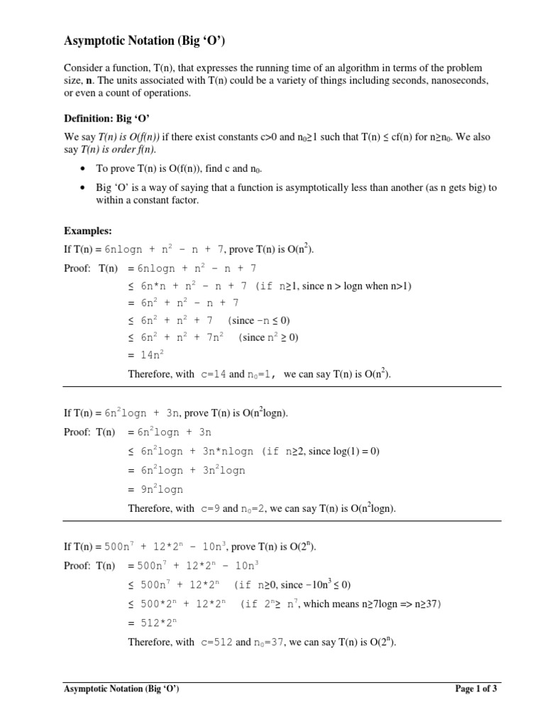 Asymptotic Notation (Big O') | PDF | Areas Of Computer Science | Theory Of Computation
