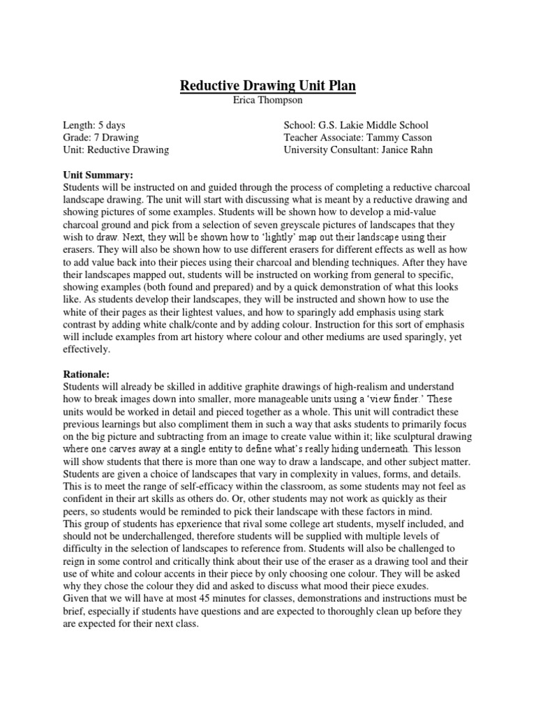 Reductive Drawing Unit Plan 5 Days | PDF | Composition (Visual Arts ...