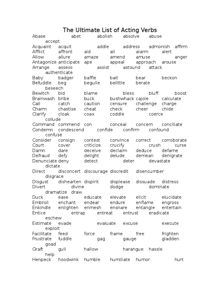 Essential Verbs for Actors | PDF | Crime & Violence | Crime Thriller