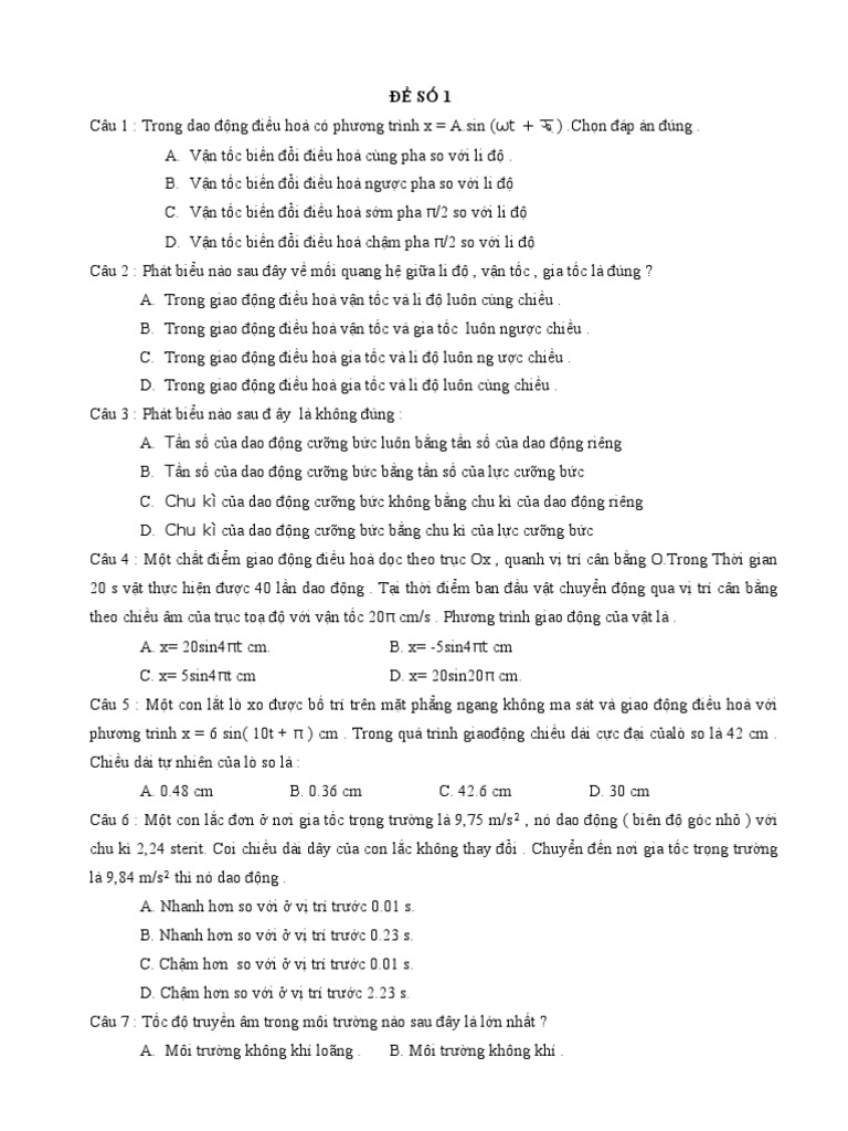 6 de Thi Thu Ly - Thithu2010 | PDF