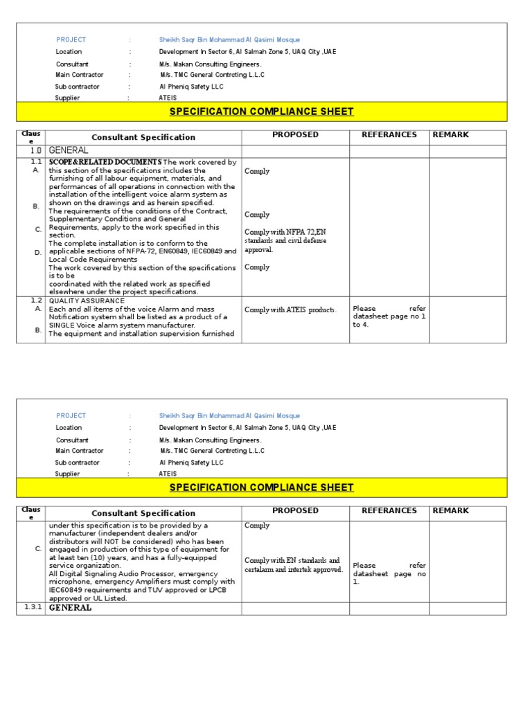 Compliance Statement- Makan | Loudspeaker | Specification (Technical ...