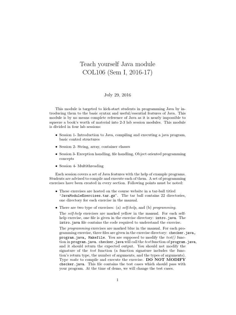 Java Module | PDF | Inheritance (Object Oriented Programming) | Class ...