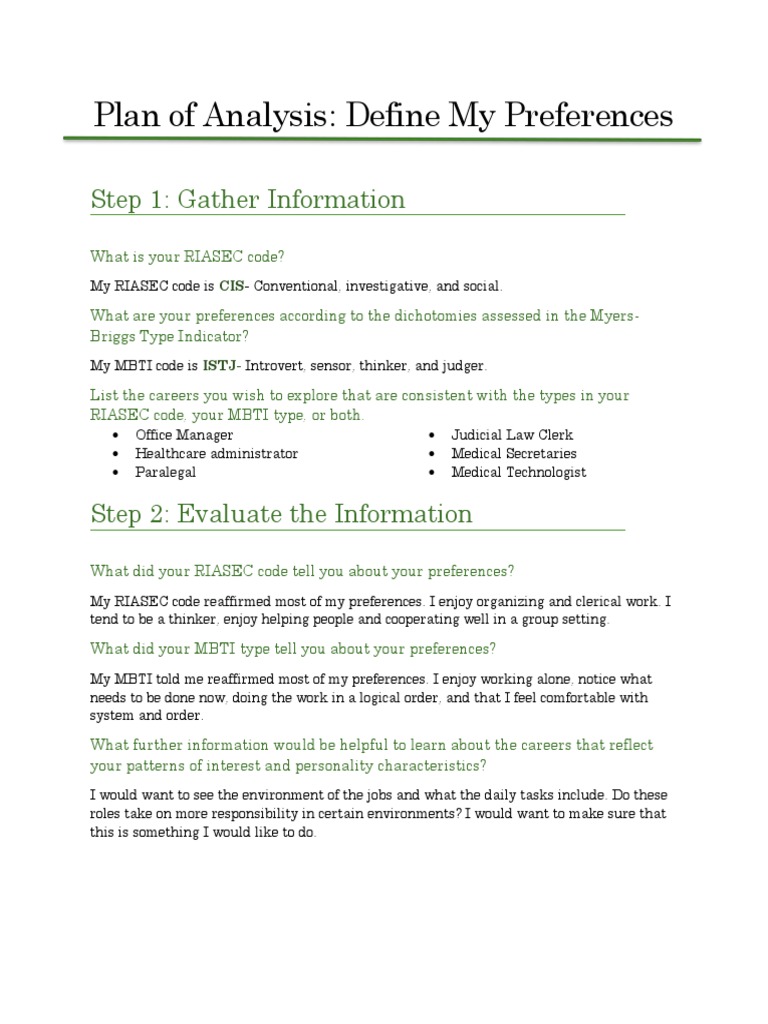 Define My Preferences | PDF