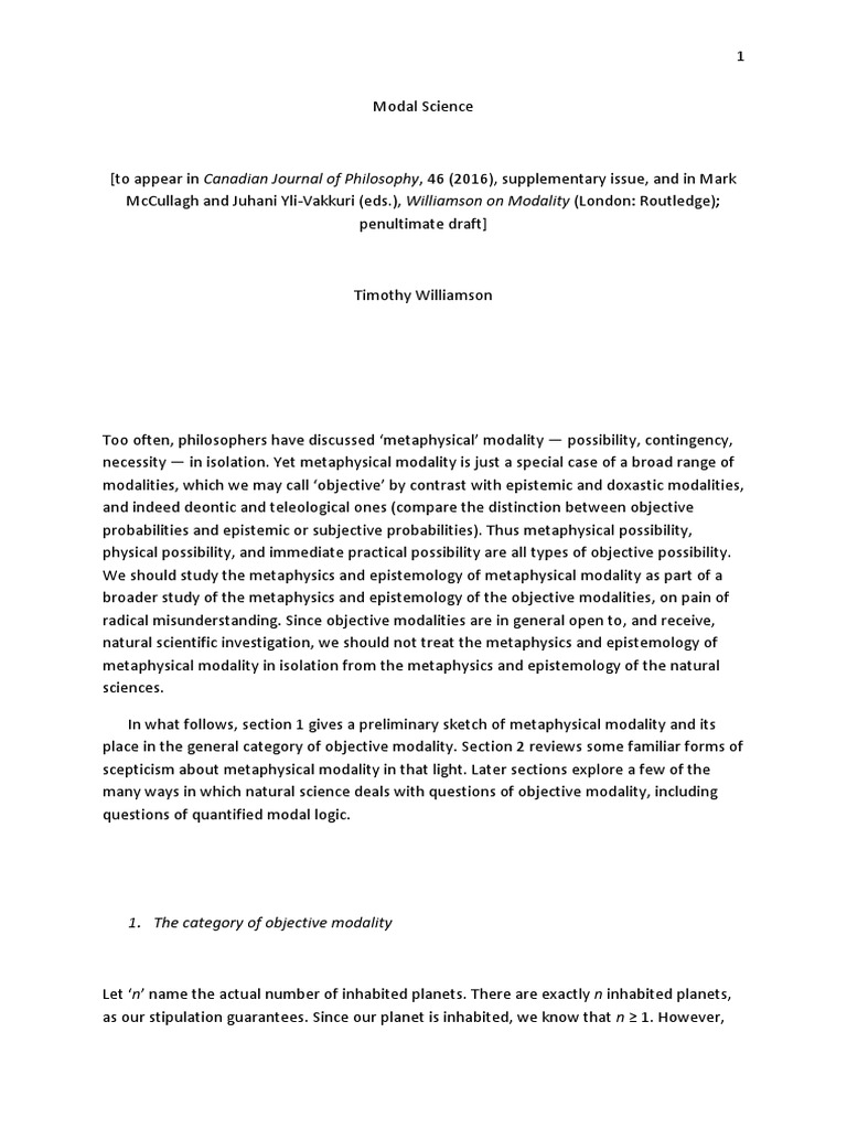 Modal Science PDF | PDF | Modal Logic | Causality