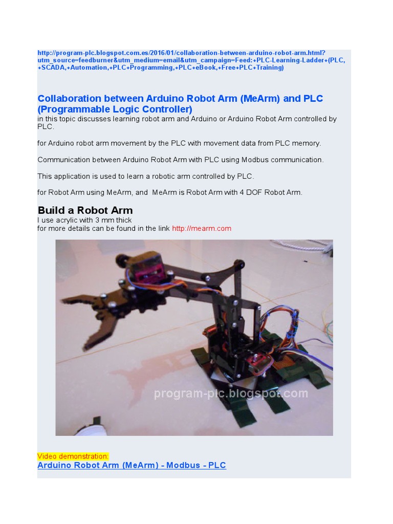 Collaboration Between Arduino Robot Arm | PDF | Programmable Logic Controller | Arduino