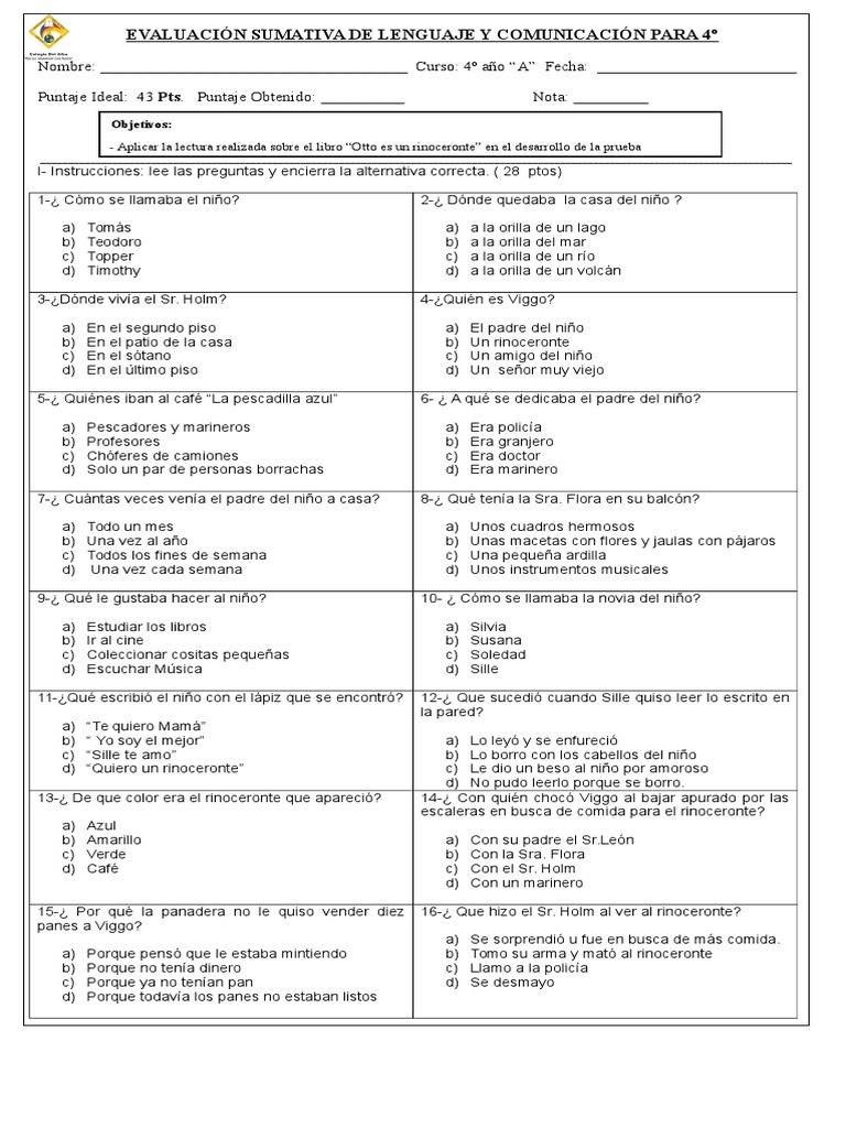 Prueba Del Libro Otto Es Un Rinoceronte | PDF | Ocio