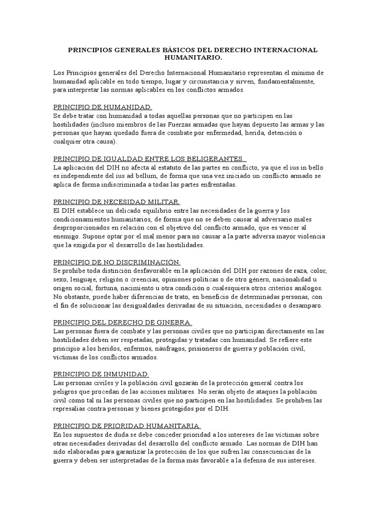 Principios Del Dih | PDF | Ley humanitaria internacional | Virtud