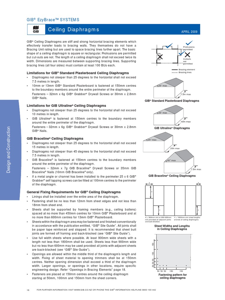 Ceiling Diaphragms: Gib Ezybrace™ Systems
