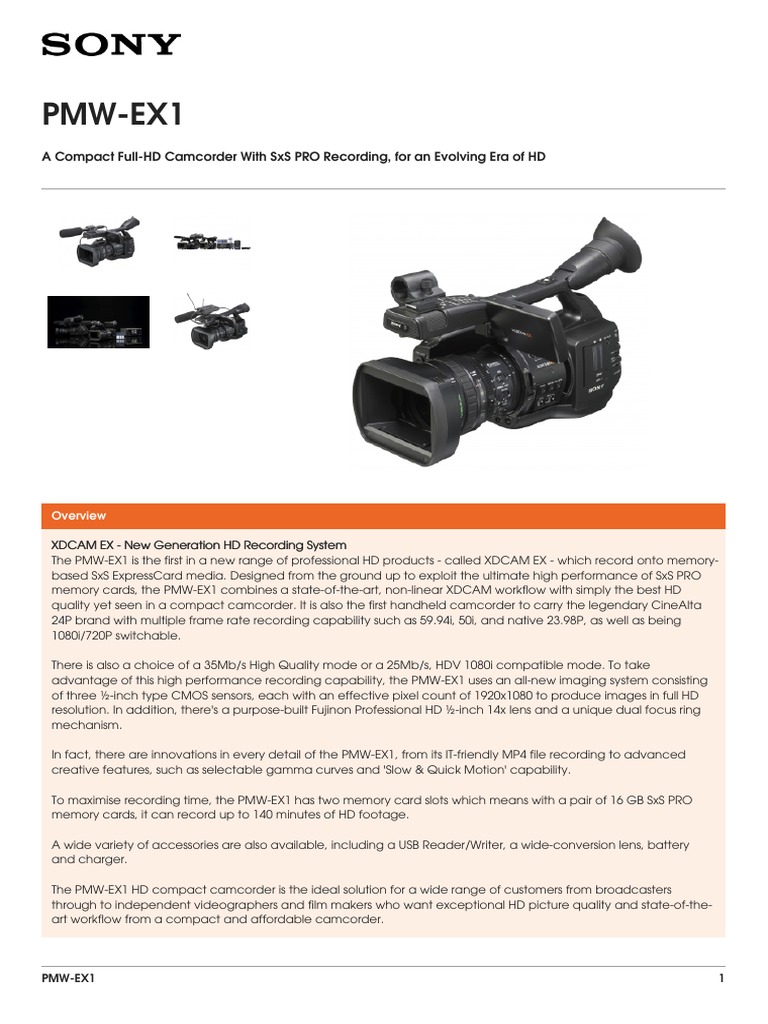 Sony PMW Ex1 | PDF | Autofocus | Camera