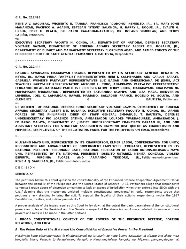 Constitutionality of EDCA in the Philippines | PDF | Case Or Controversy Clause | Standing (Law)