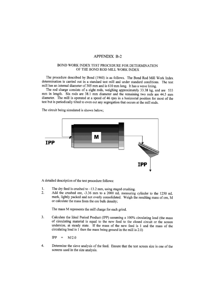 Appendix B-2 Bond Work Index Test Procedure For Determination of The ...