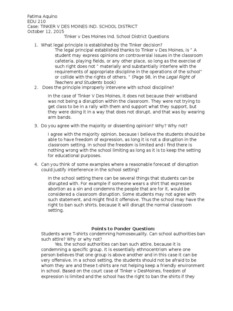 Tinker V Des Moines Ind | PDF | Justice | Crime & Violence
