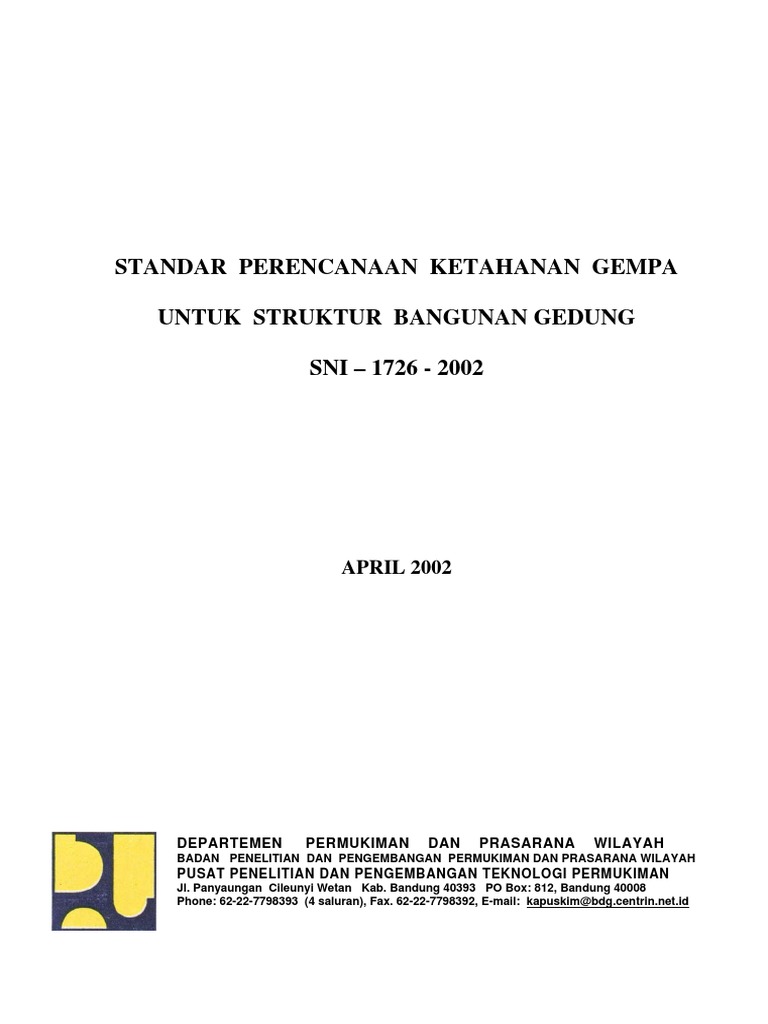 Sni 1726 2002 PDF | PDF