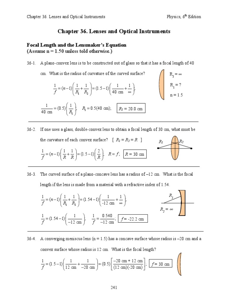 Chapter 36. Lenses and Optical Instruments: Focal Length and The ...