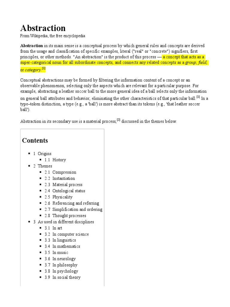 Abstraction: From Wikipedia, The Free Encyclopedia | PDF | Abstraction ...