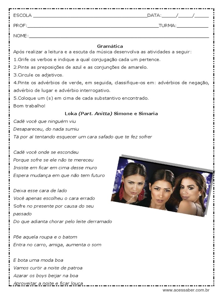 Prova 6º Ano Lp Gramatica Com Resposta 1 Pdf Download Grátis Pdf