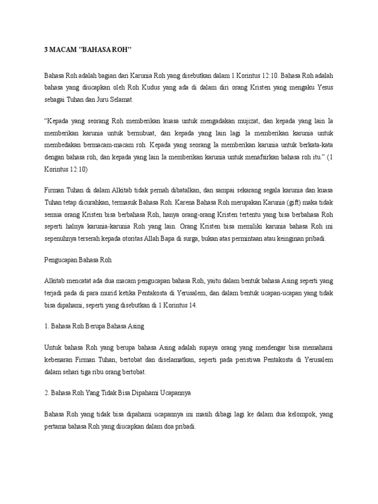 3 MACAM Bahasa Roh | PDF