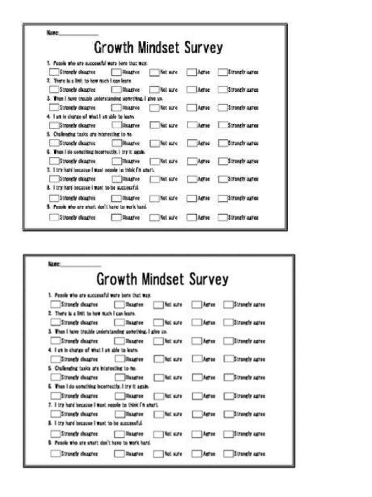 Growth Mindset Survey | PDF