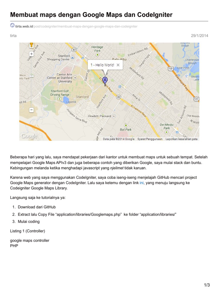 Membuat Maps Dengan Google Maps Dan CodeIgniter | PDF