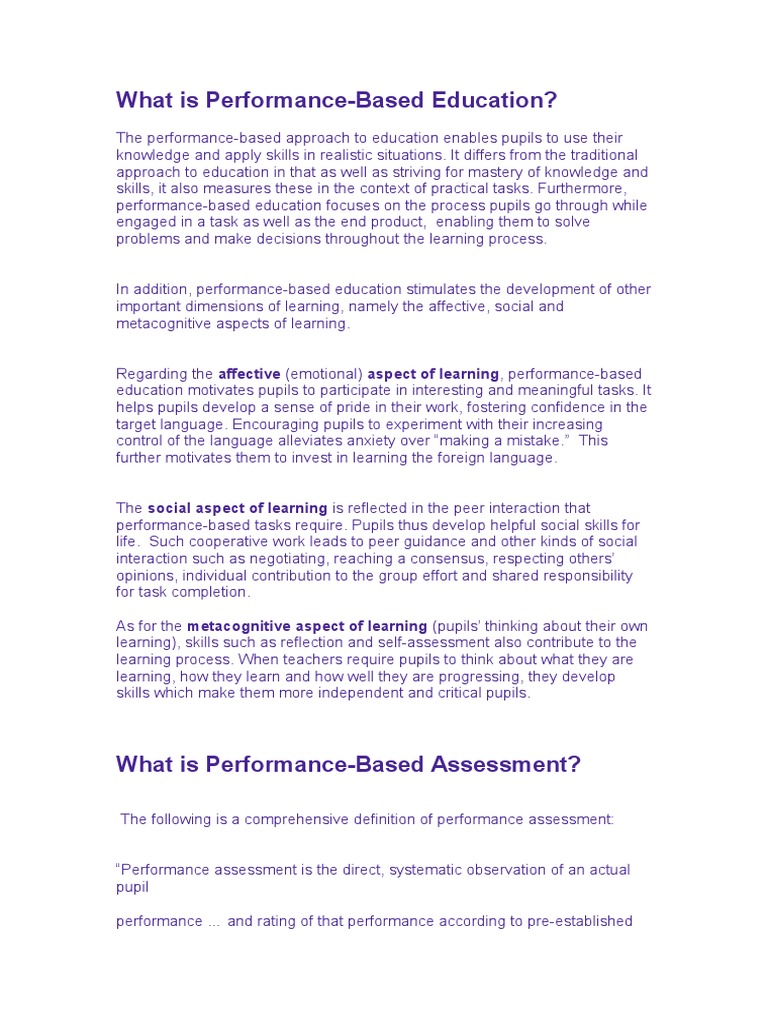 What Is Performance-Based Education? | PDF | Educational Assessment ...