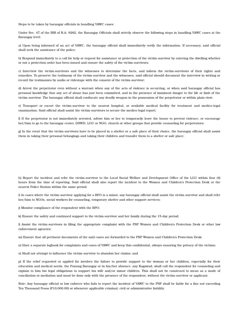 Vawc Procedure | Restraining Order | Victimology