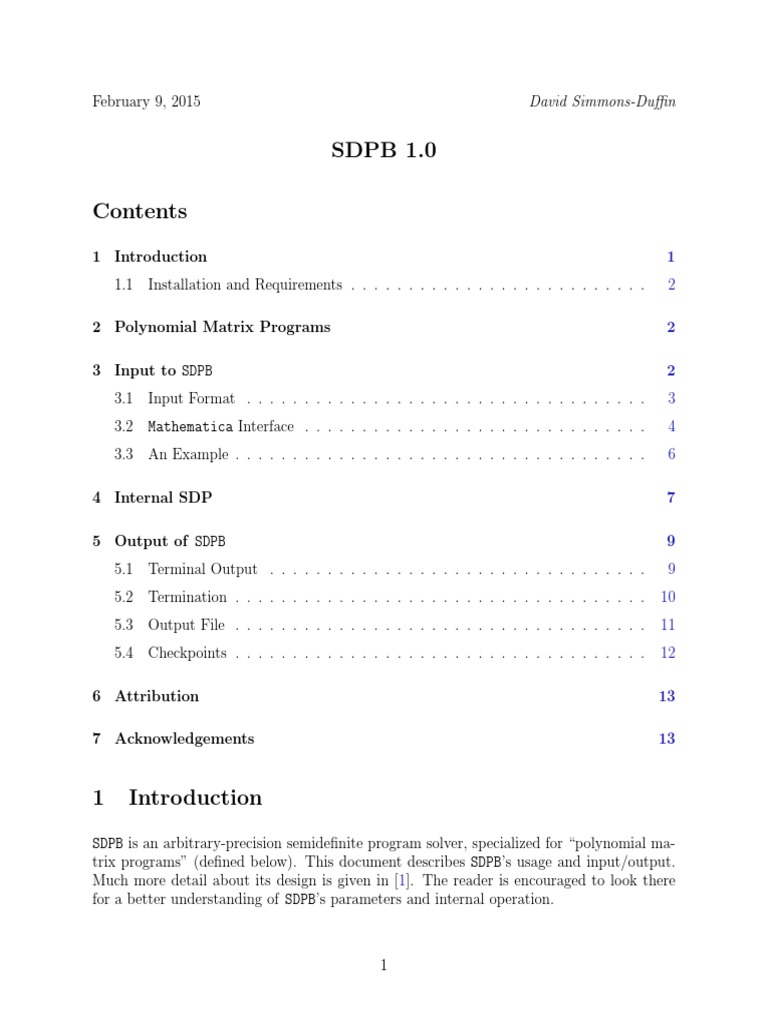 SDPB Manual | Download Free PDF | Matrix (Mathematics) | Mathematical Optimization