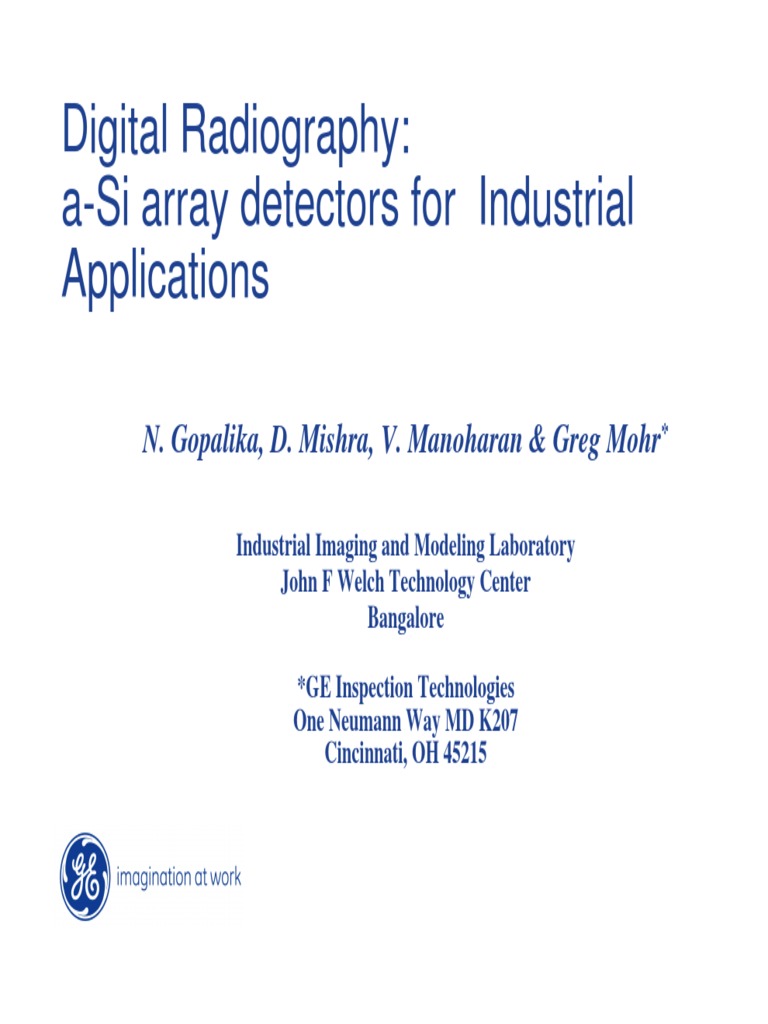 Digital Radiography: A-Si Array Detectors For Industrial Applications ...