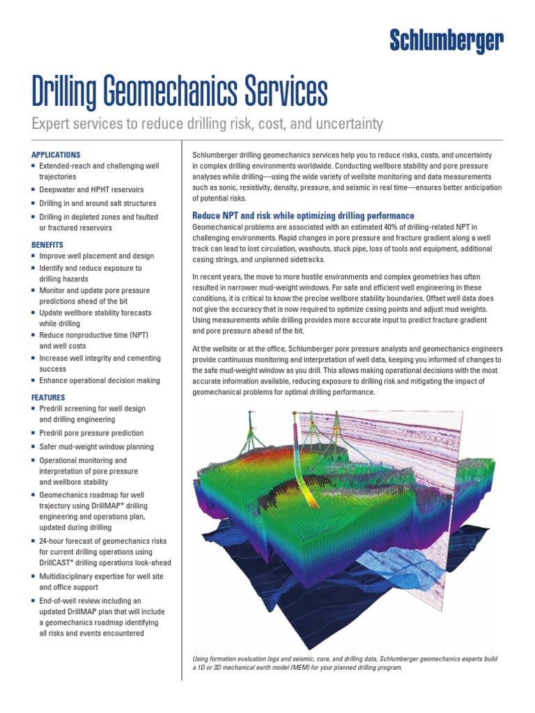 Drilling Geomechanics Services Ps | PDF | Oil Well | Risk