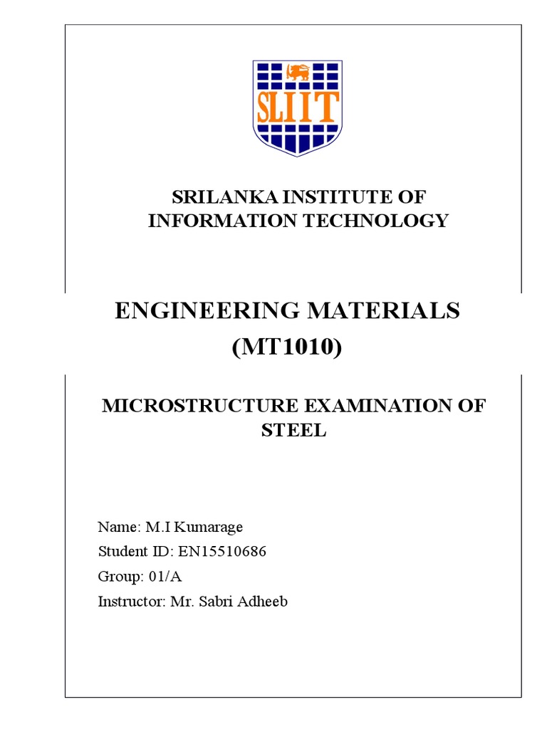 Microstructure Lab 1 | PDF | Microstructure | Chemical Product Engineering