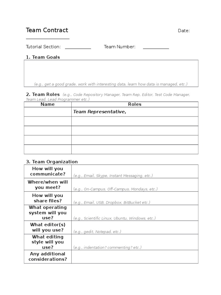 Defining Roles, Responsibilities and Expectations: A Team Contract for ...