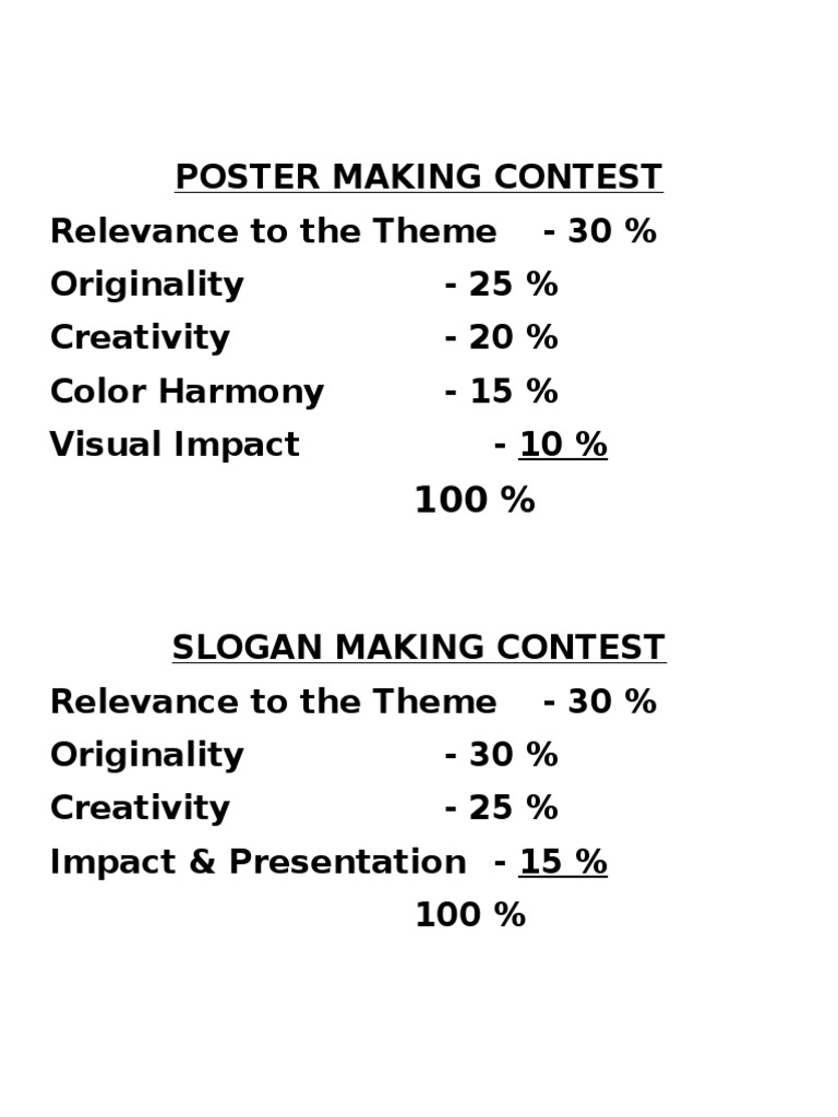 Criteria For Slogan & Poster | PDF