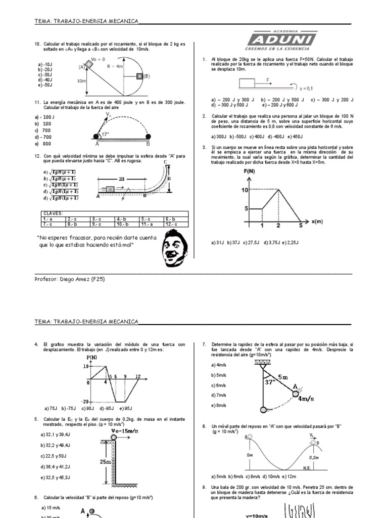 Energia Trabajo | PDF | Fricción | Fuerza