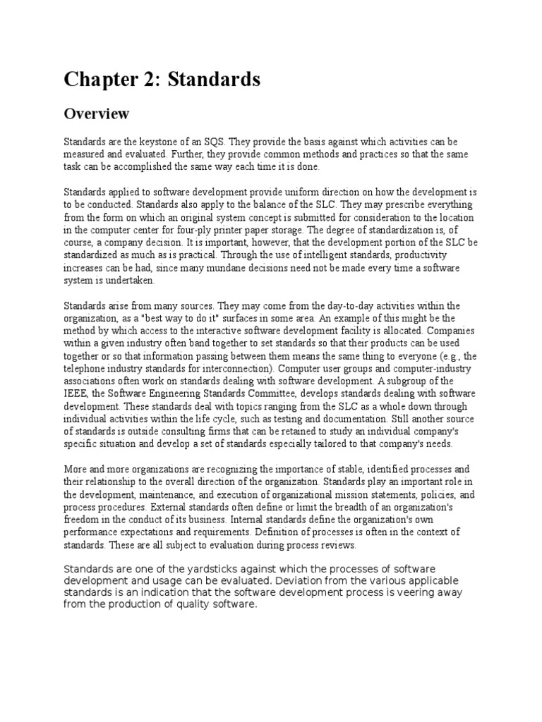 Establishing Quality Through Standardization: Examining Key Areas for ...