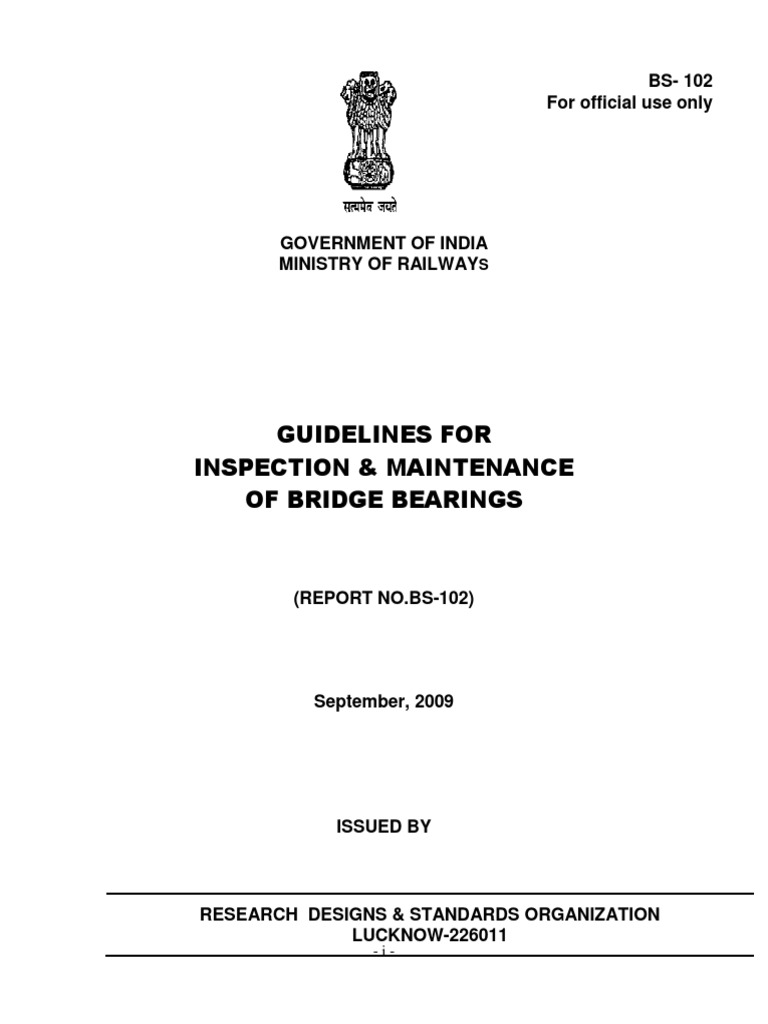 Guidelines For Inspection & Maintenance of Bridge Bearings: BS-102 For ...