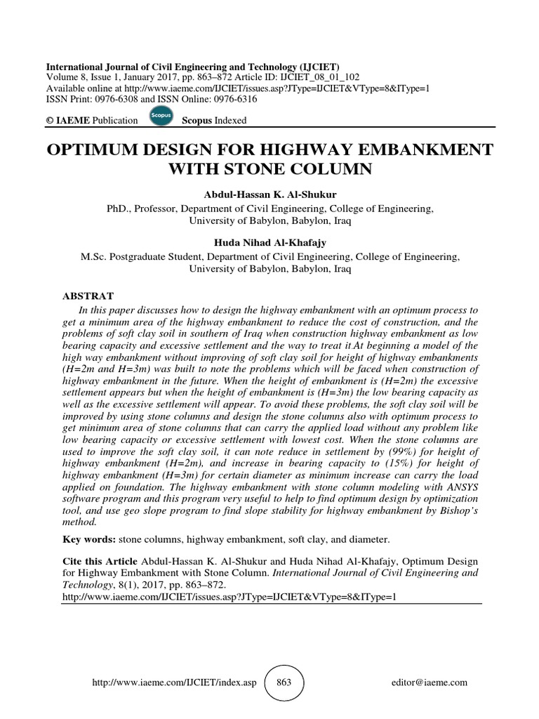Optimum Design For Highway Embankment With Stone Column | PDF | Geotechnical Engineering ...
