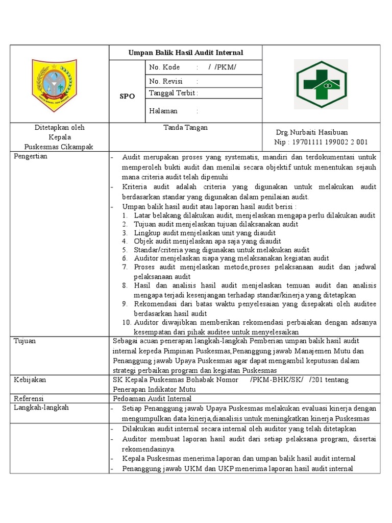 Umpan Balik Audit Puskesmas | PDF