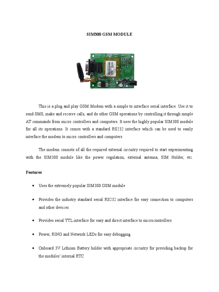 An Introduction to the SIM300 GSM Module: A Plug-and-Play Solution for ...
