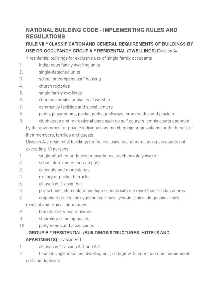 National Building Code - Implementing Rules and Regulations | PDF ...