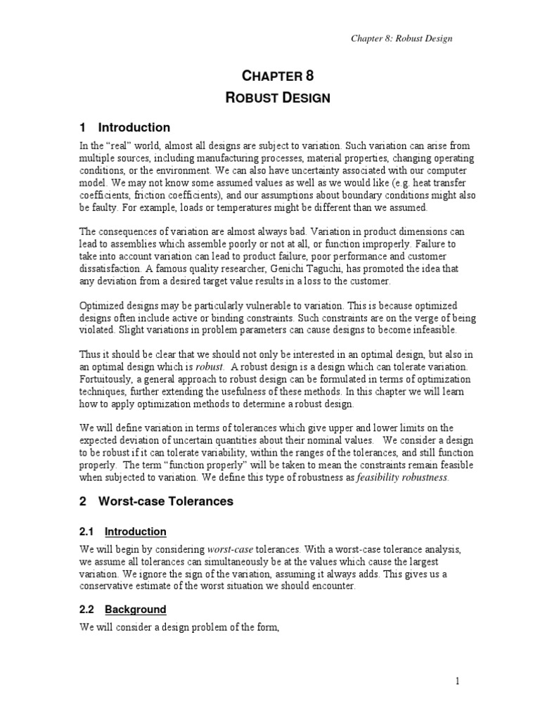 Robust Design and Optimization Techniques | PDF | Mathematical ...