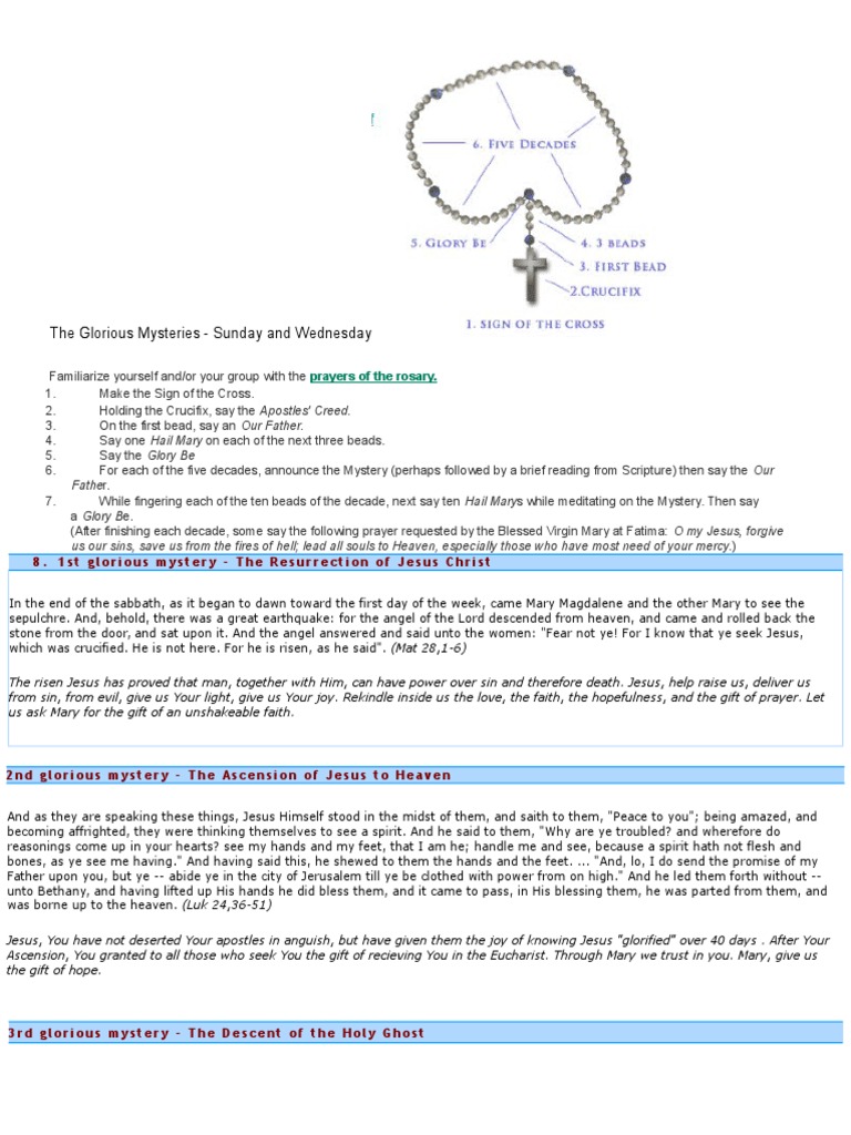 The Glorious Mysteries | PDF | Rosary | Mary, Mother Of Jesus