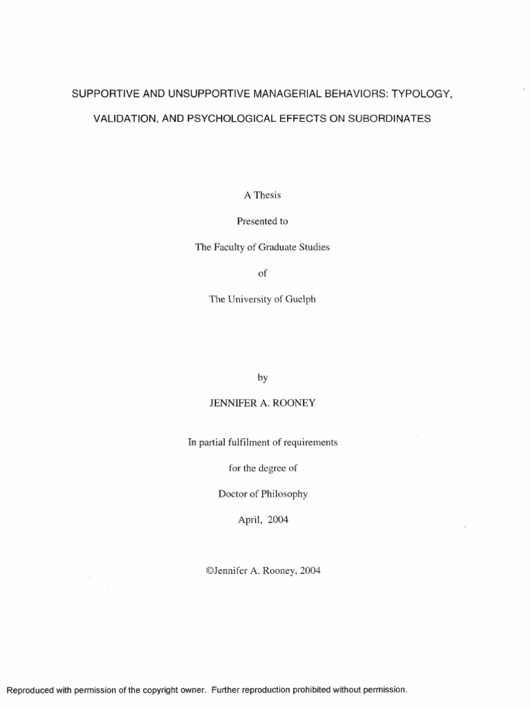 Supportive and Unsupportive Managerial Behaviors | PDF | Social Support ...