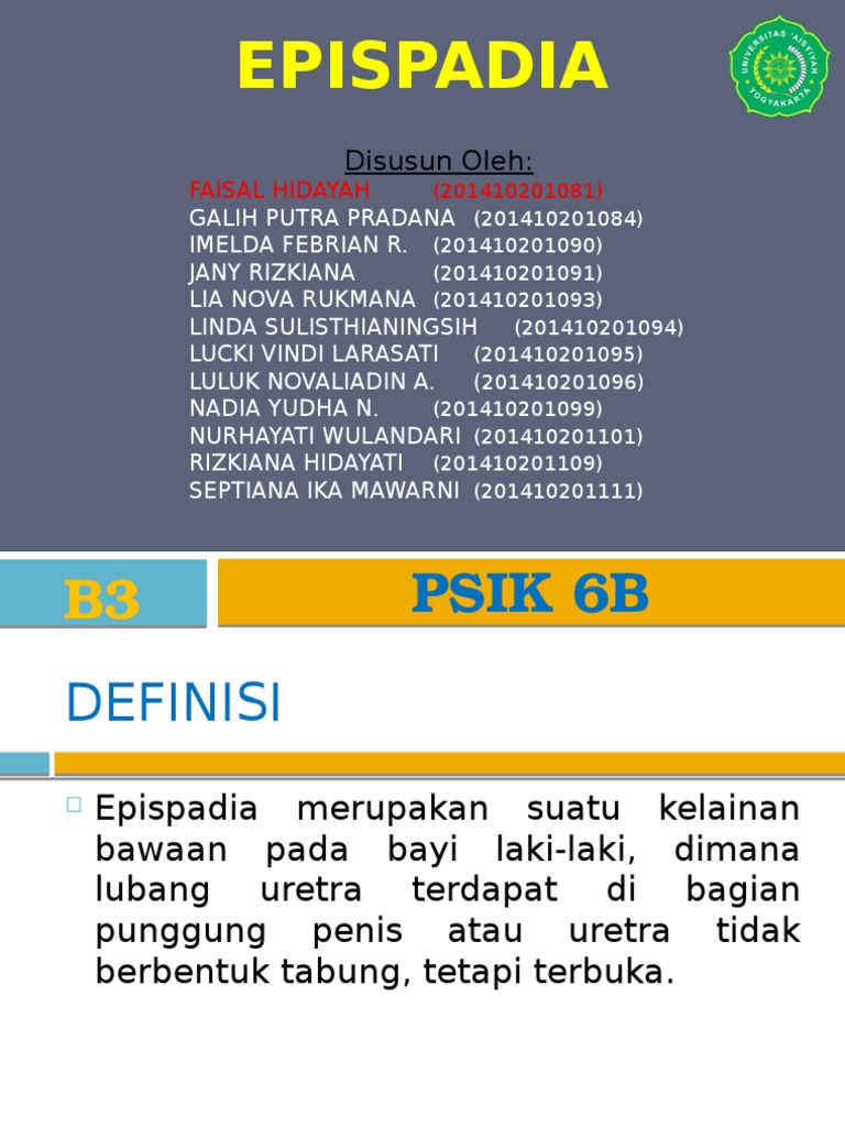 Epispadia PPT B3 | PDF