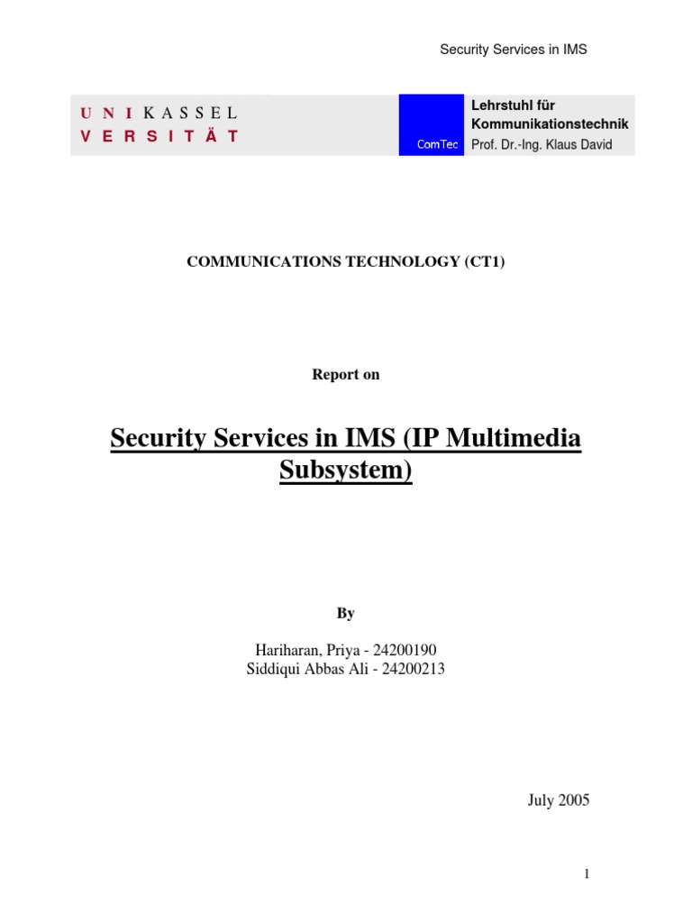 Ims Security Services Ausarbeitung | PDF | Ip Multimedia Subsystem | Session Initiation Protocol