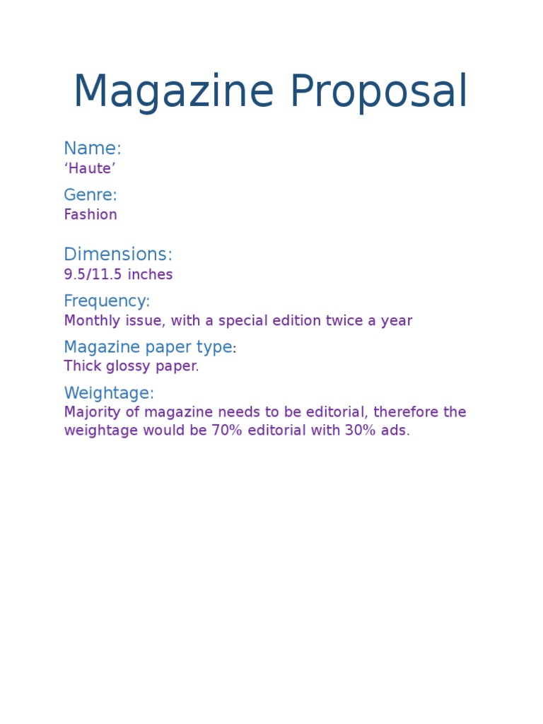Magazine Proposal | PDF