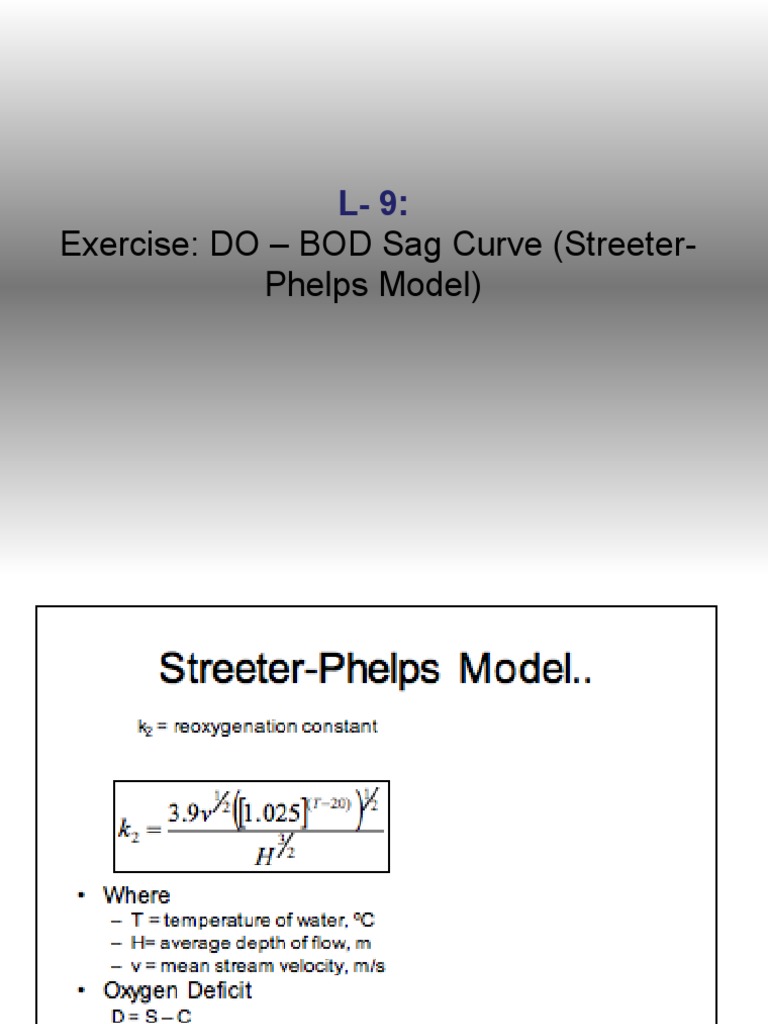 Exercise: DO - BOD Sag Curve (Streeter-Phelps Model) | PDF | Sewage ...