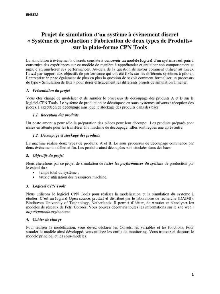 Simulation de production avec CPN Tools | PDF | Simulation | Fichier texte